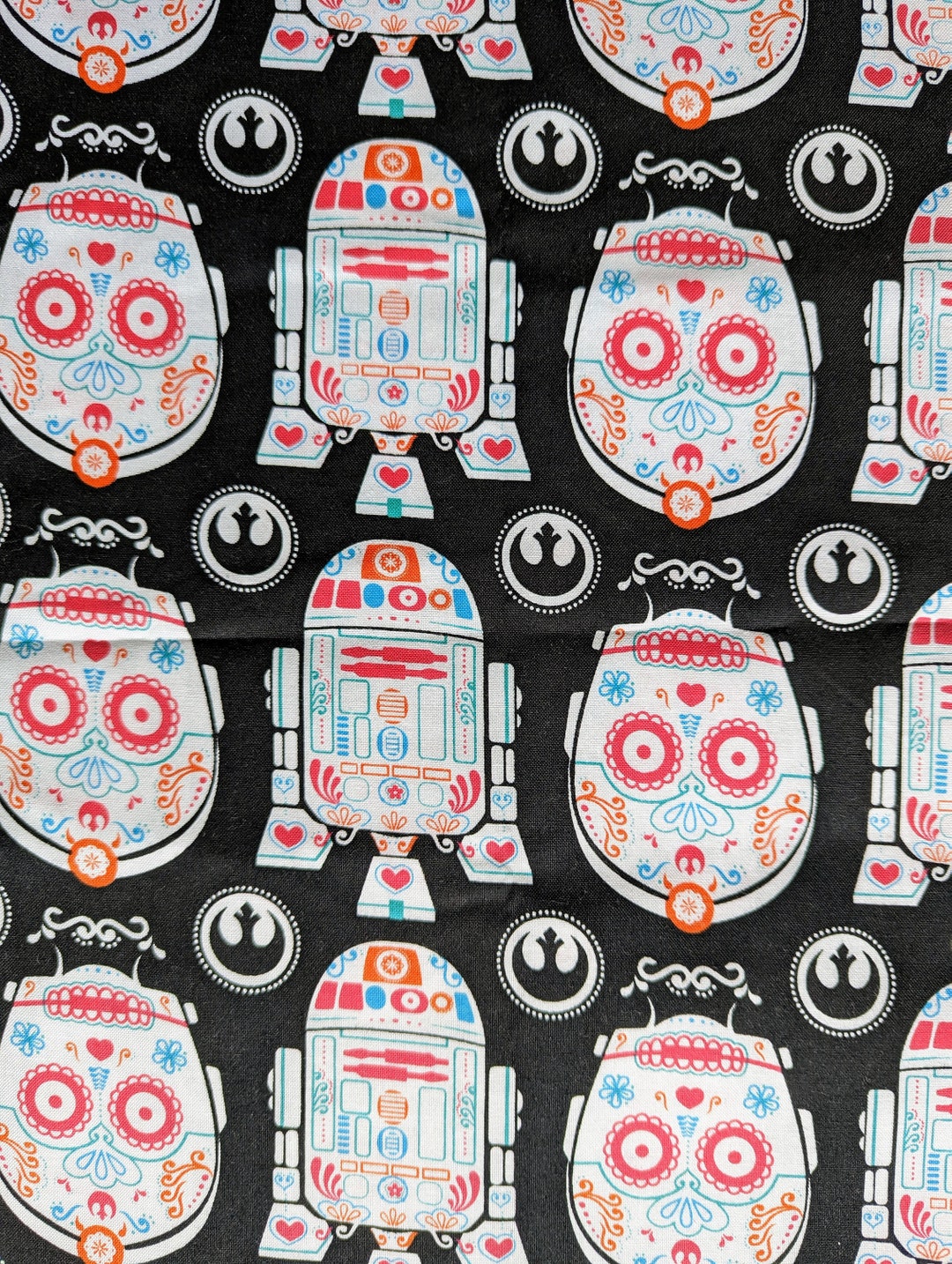 Star Wars Sugar Skull R2D2 Fabric by the Yard - Etsy