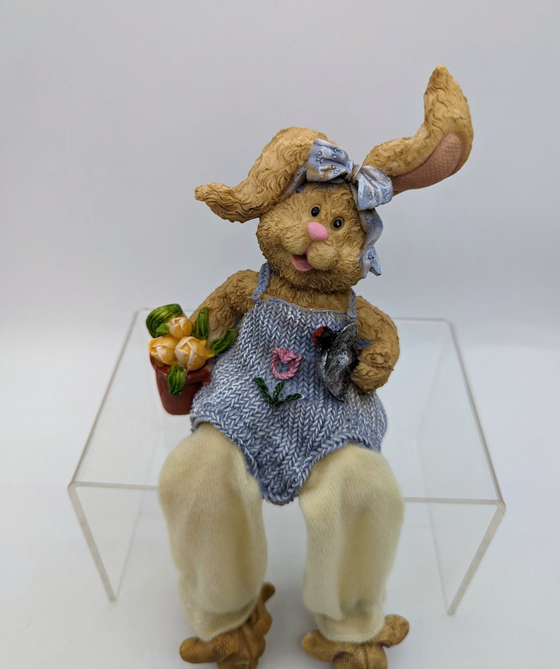 Vintage Ganz Spring Bunny Shelf Sitter With Tulips and Ladybug - Etsy