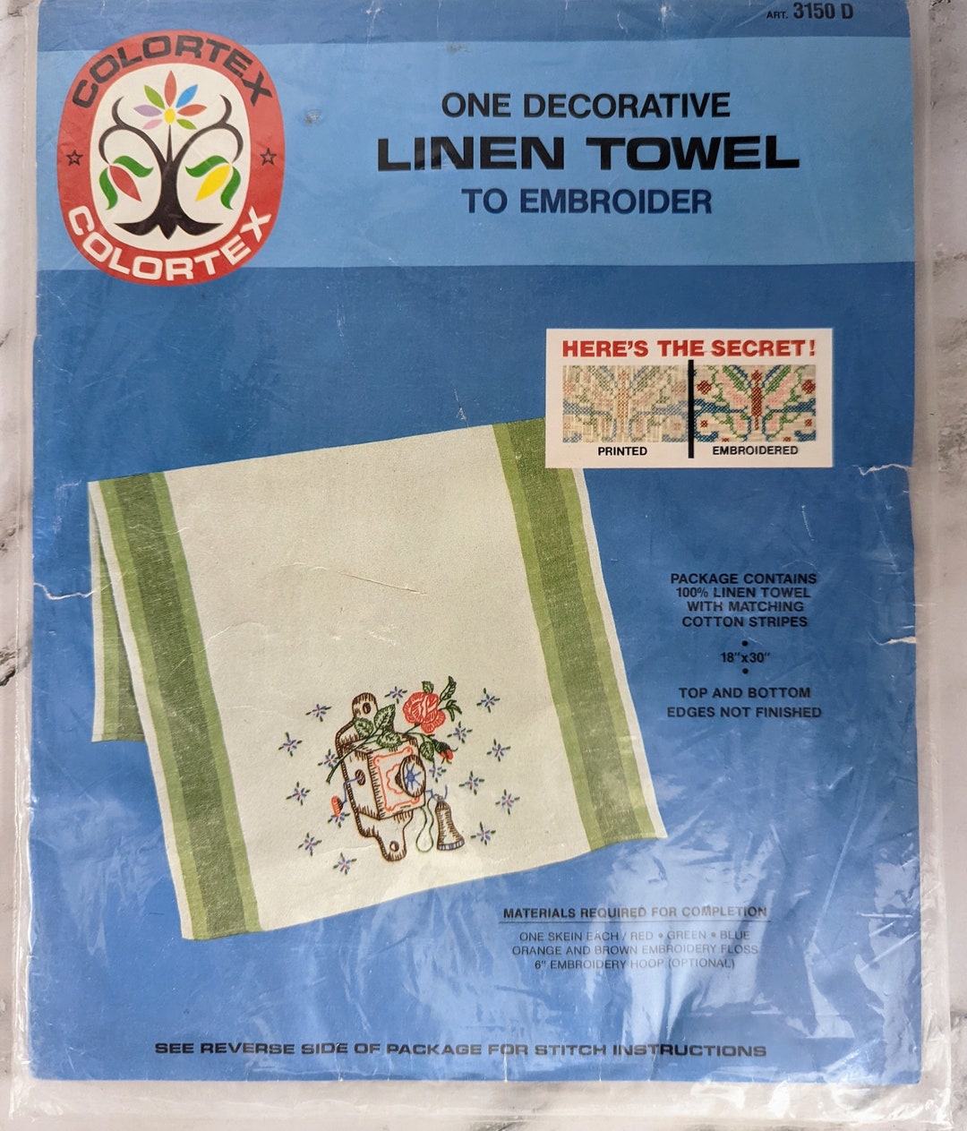 Vintage Decorative Linen Towel to Embroider With Old Telephone Pattern ...