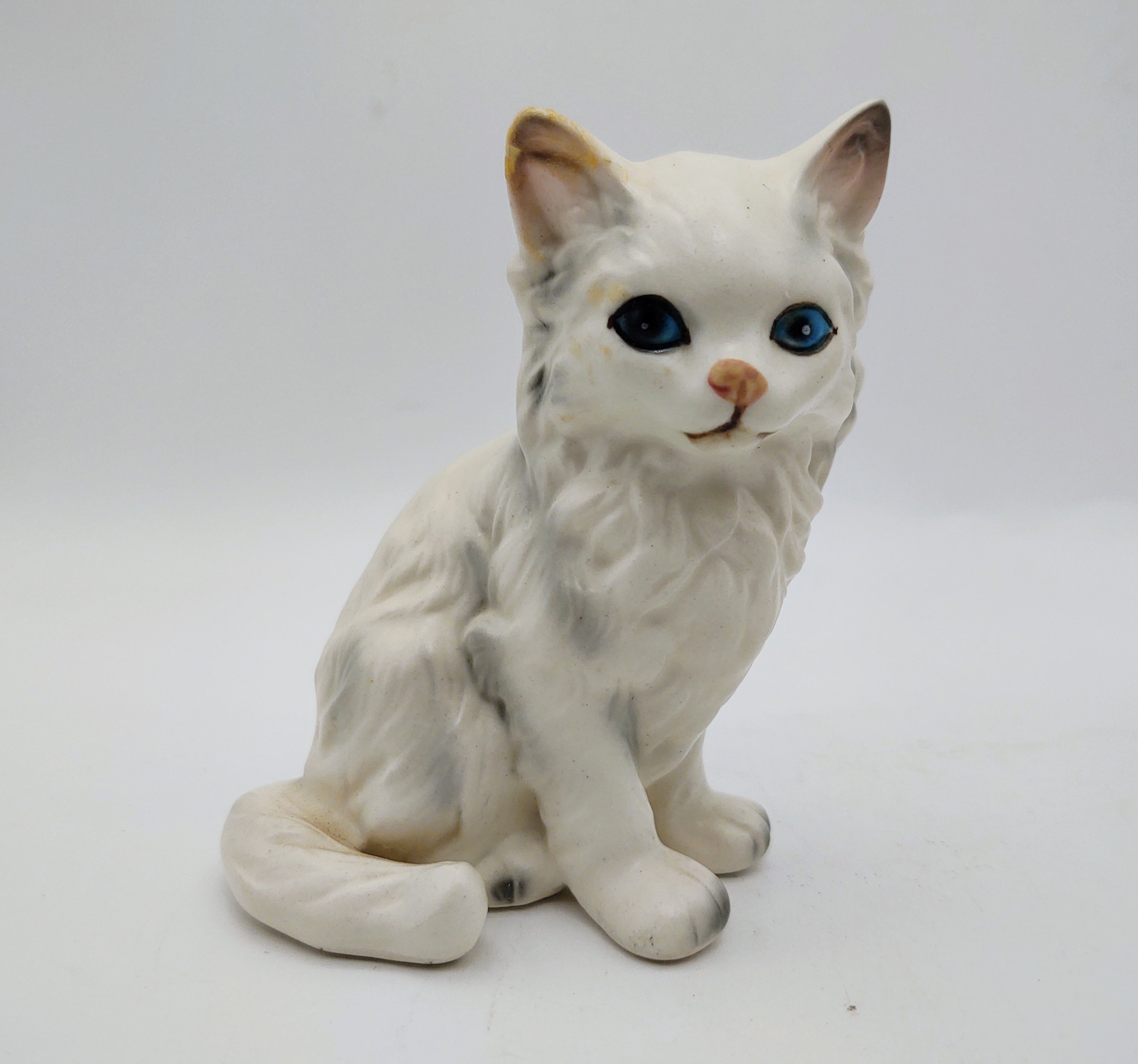 Lefton White Long Haired Sitting Blue or Green Eyed Cat Figurine - Etsy
