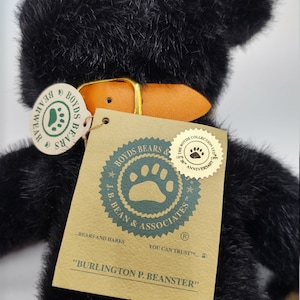 Boyds Bears Burlington P Beanster Black Plush Bear With Bell Collar - Etsy