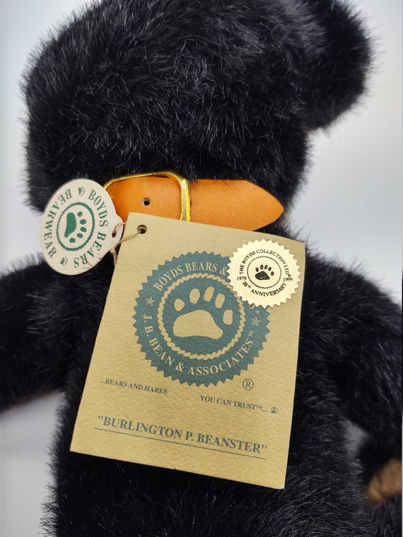 Boyds Bears Burlington P Beanster Black Plush Bear With Bell Collar Etsy UK