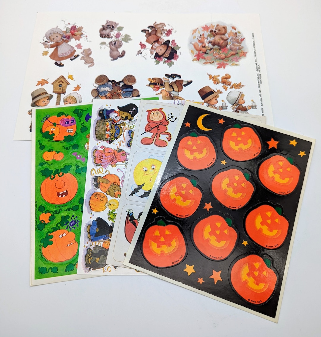 Vintage Halloween Fall Thanksgiving Stickers by the Sheet - Etsy