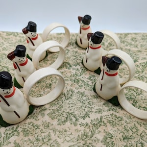 Vintage Set/6 Snowman Ceramic Napkin Rings - Etsy