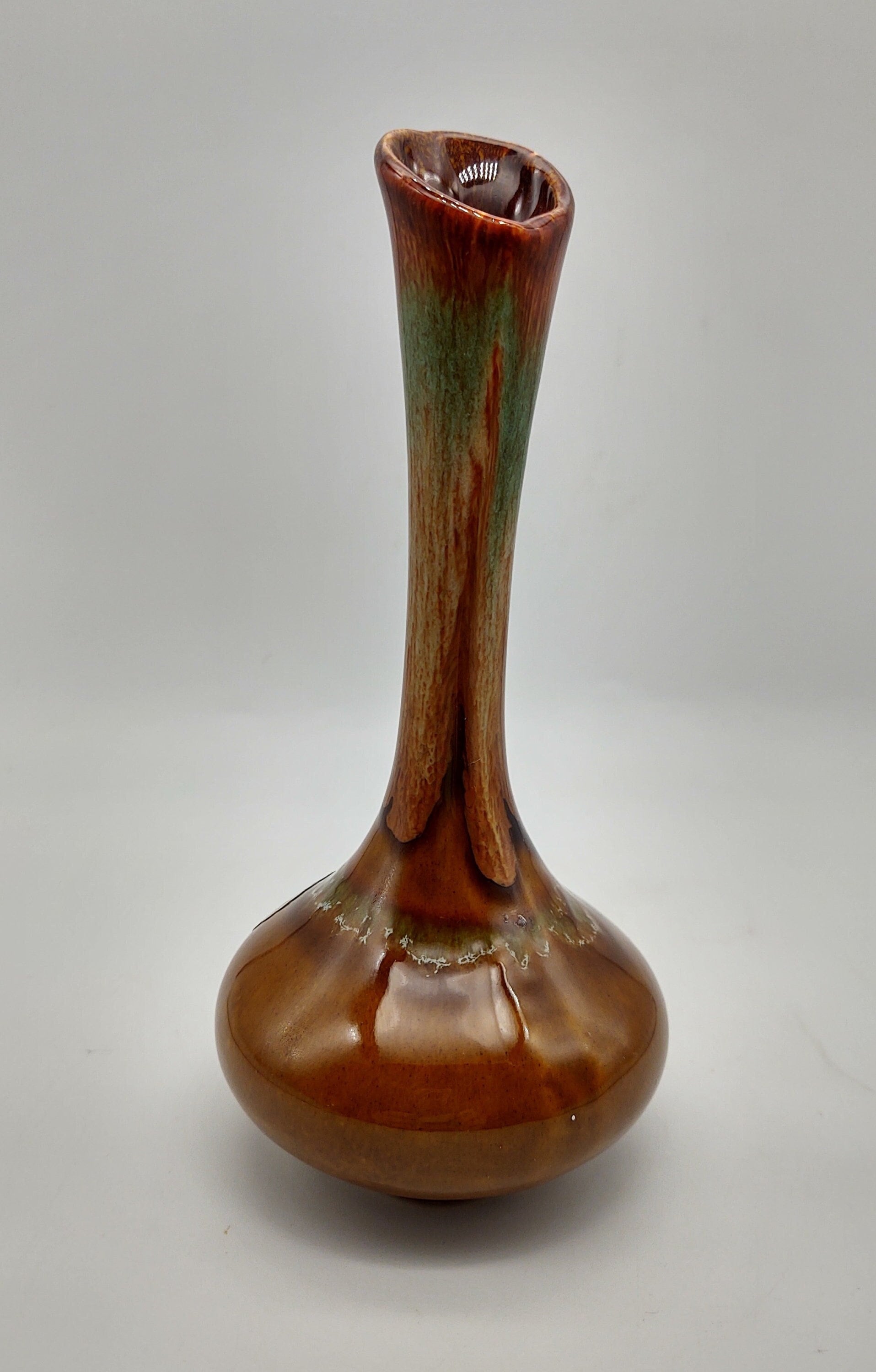 Dryden Brown and Green Drip Glaze Small Bud Vase | Etsy