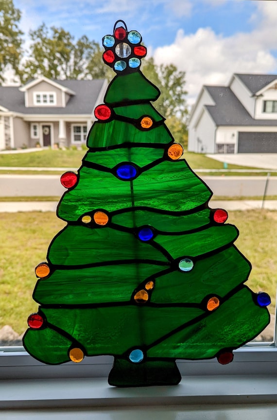 Stained Glass Christmas Tree Suncatcher 16 - Etsy