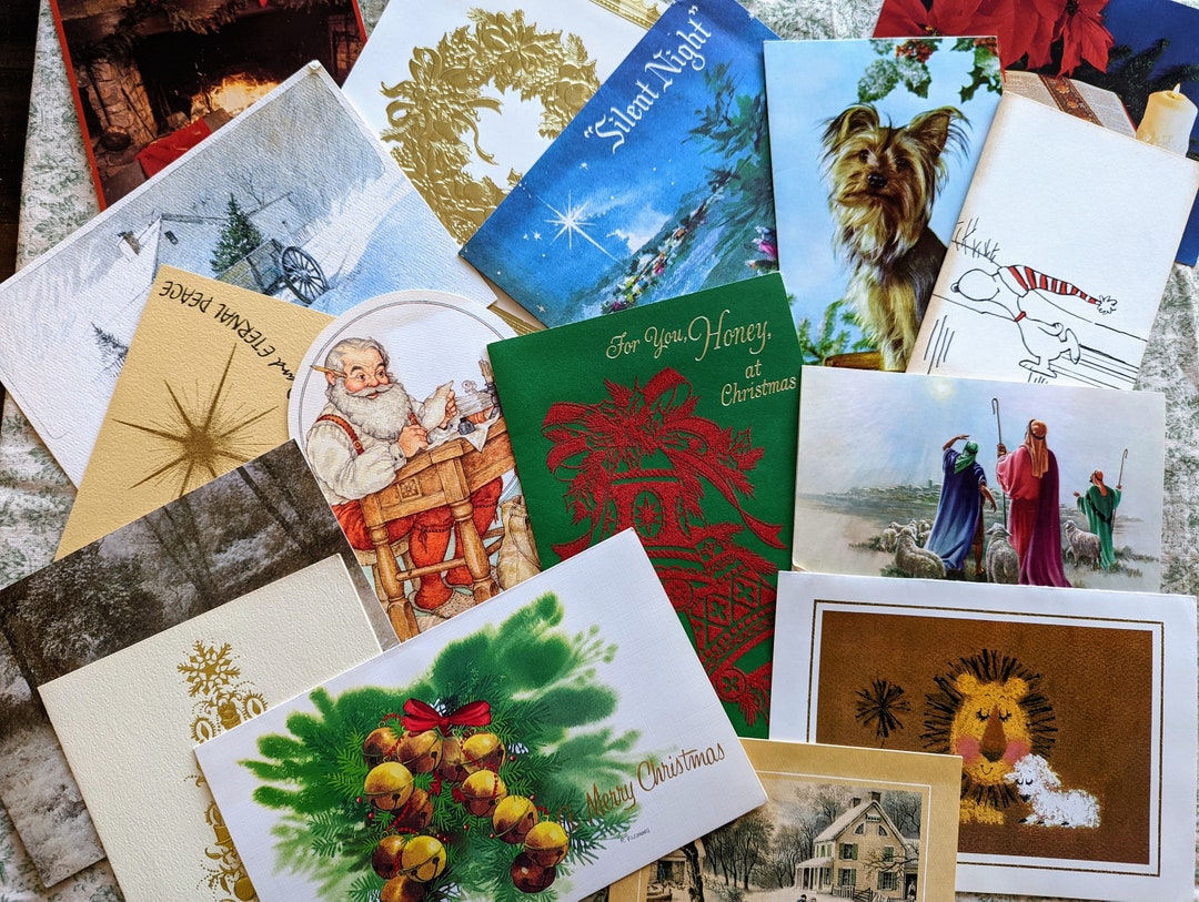 Vintage 1970s Christmas Cards Set of 16 Used Christmas Cards A - Etsy