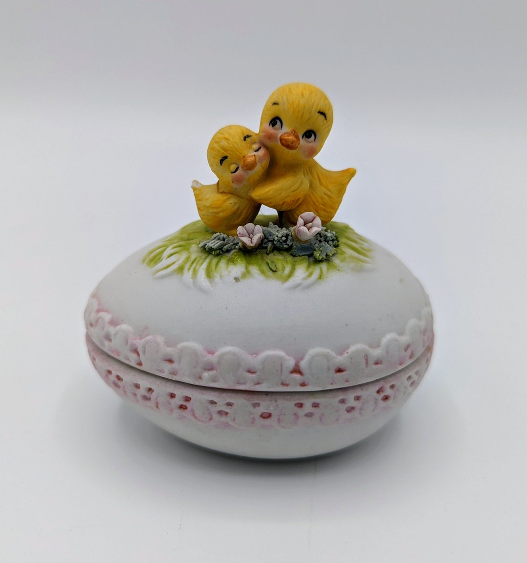 Vintage Enesco Easter Egg With Chicks Decorative Easter Trinket Box - Etsy