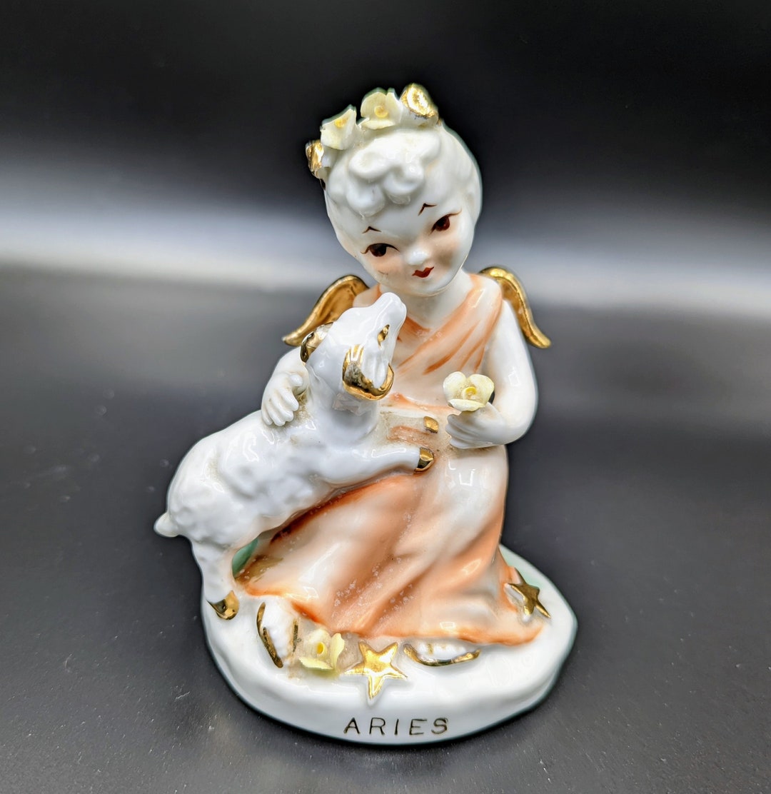 Lefton Aries Zodiac Angel Figurine With Ram - Etsy