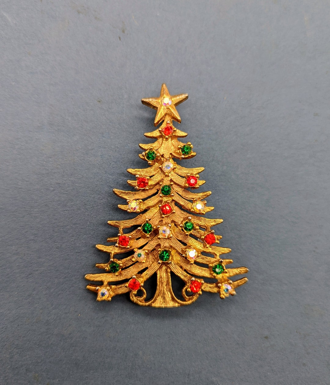 Vintage Tanger II Gold Tone Christmas Tree With Rhinestones Brooch - Etsy