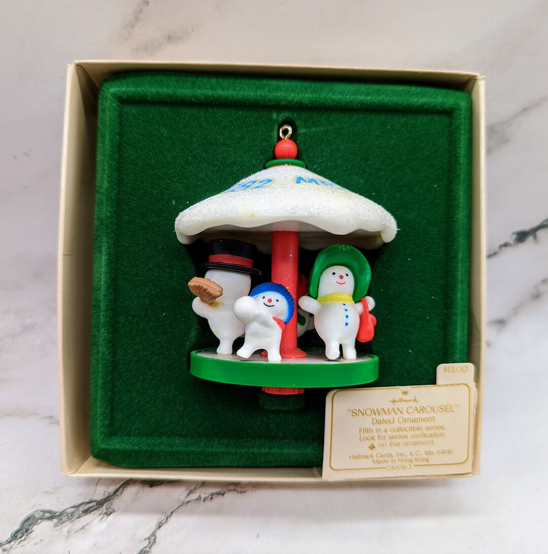 Vintage Hallmark Snowman Carousel Christmas Ornament 1982 - Etsy