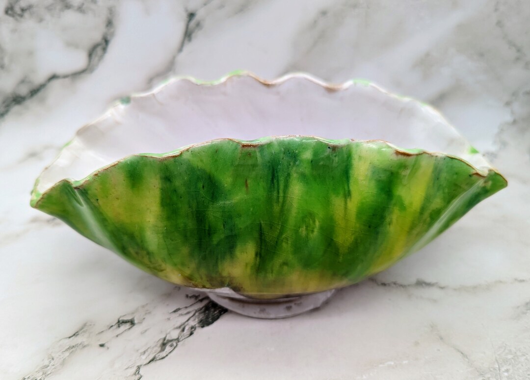 Italian Pottery Green Clam Shell Planter Signed - Etsy