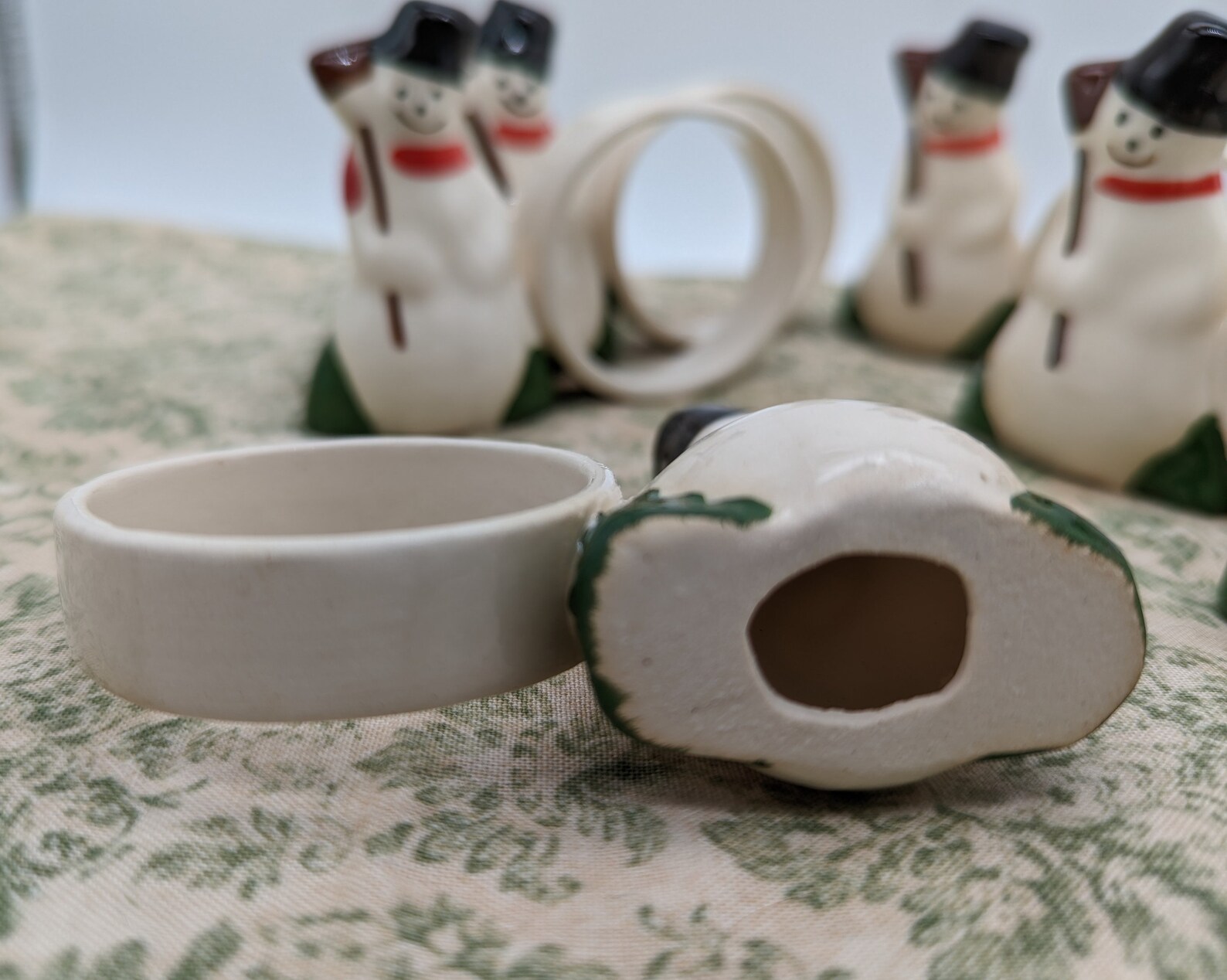 Vintage Set/6 Snowman Ceramic Napkin Rings - Etsy