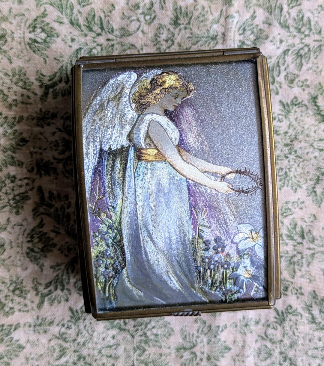 Vintage Angel Stained Glass Musical Trinket Box Lord's Prayer - Etsy