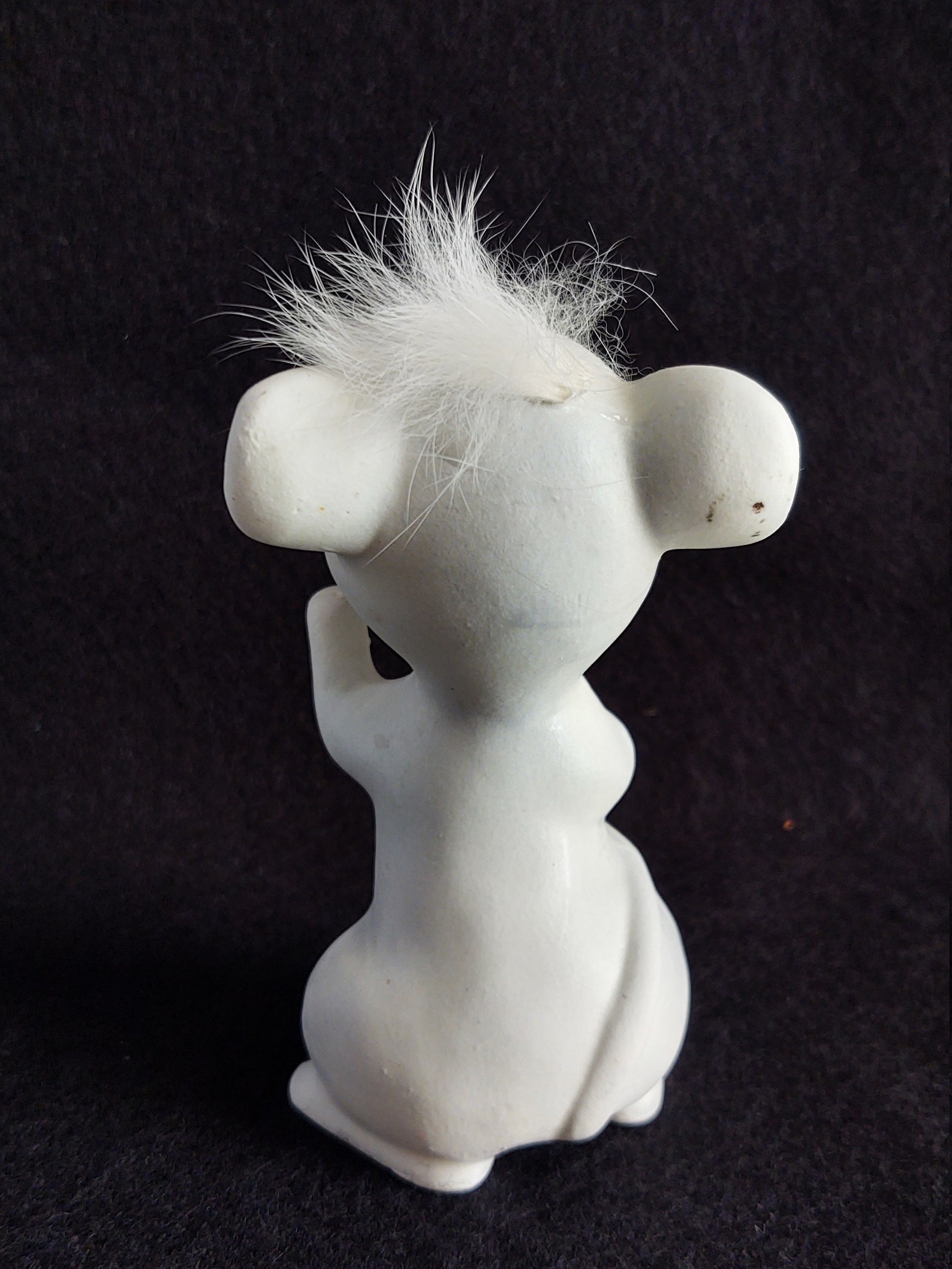 Vintage Big Eyed White Mouse Figurine With Fur Trim Japan | Etsy