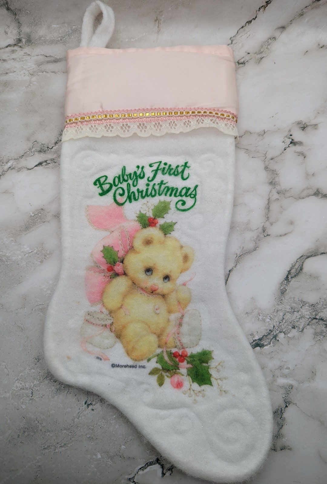 Vintage Ruth Morehead Baby's First Christmas Stocking - Etsy