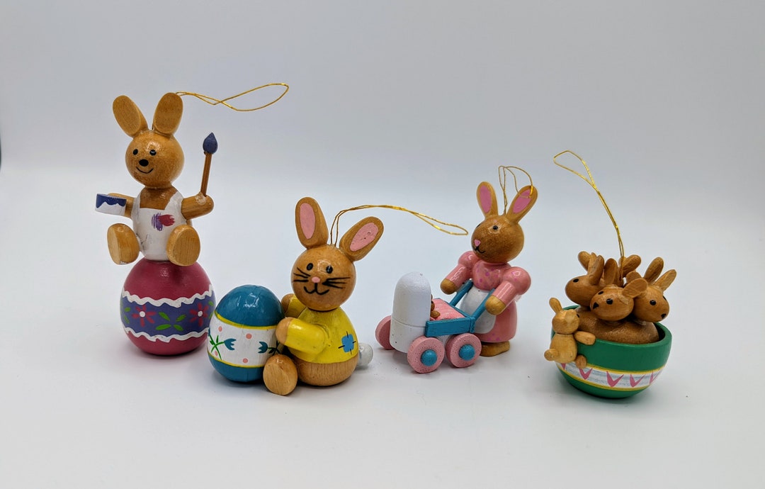 Vintage Dakin Wooden Easter Bunny Ornaments Choice of Easter Tree ...