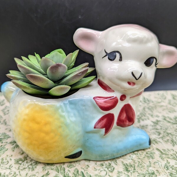 Vintage Lamb Planter - Etsy