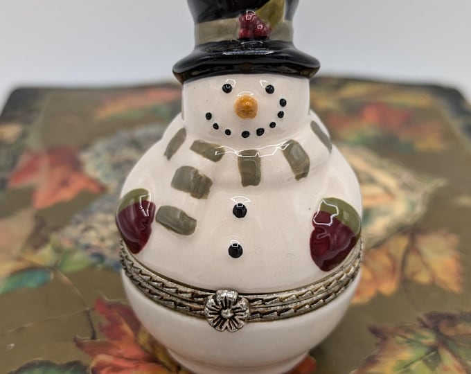 Snowman Hinged Trinket Box With Matching Lapel Pin - Etsy