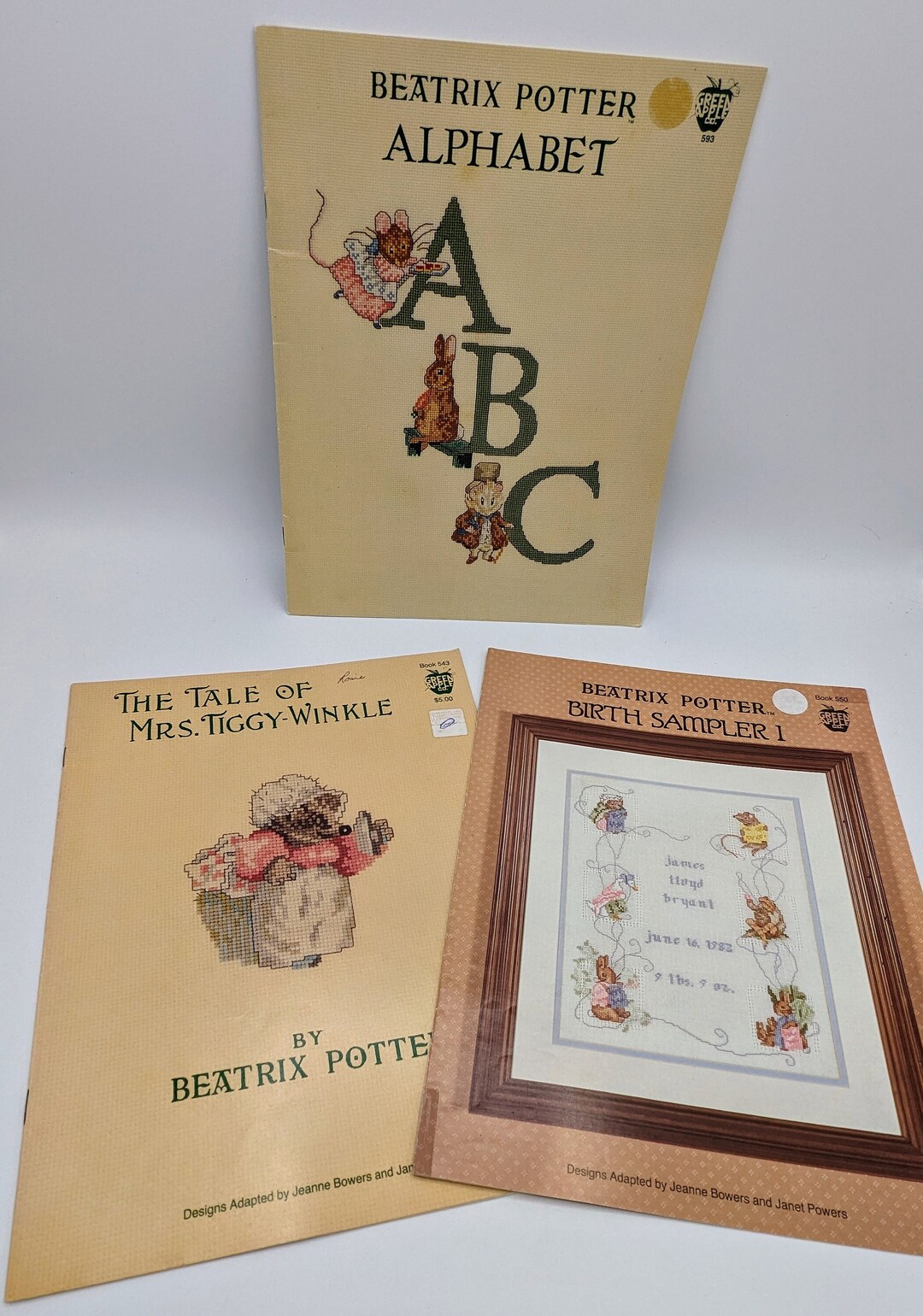 Beatrix Potter Alphabet, Mrs Tiggy-winkle or Birth Sampler Counted ...