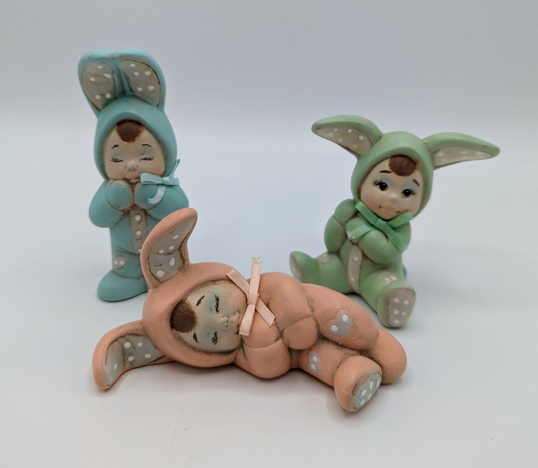Vintage Hobbyist Hand Painted Set/3 Ceramic Babies in Bunny Suits -A - Etsy