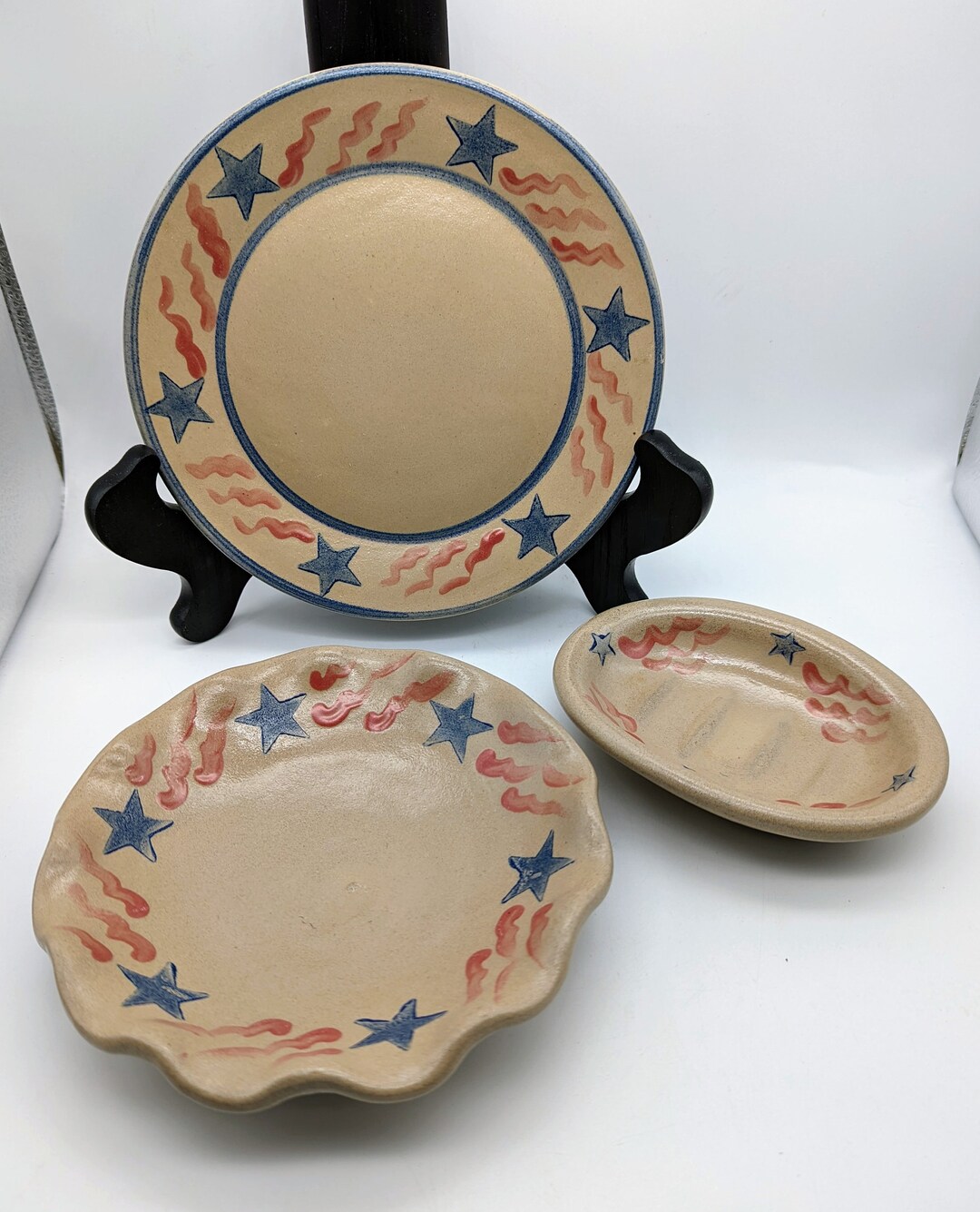 Beaumont Brothers Pottery Stars and Stripes Plate Fluted - Etsy