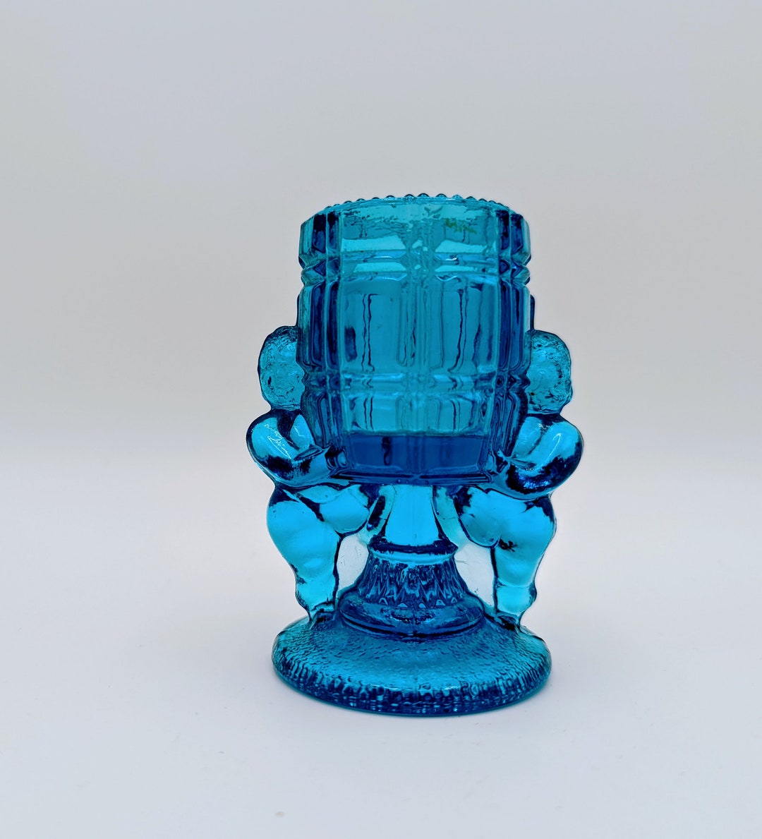Vintage Peek a Book Cherubs Blue Pressed Glass Toothpick Holder - Etsy