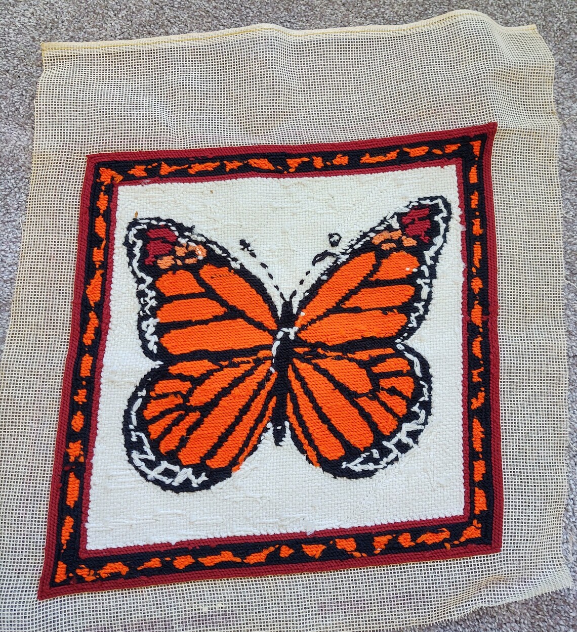 Vintage Monarch Butterfly Finished Needlepoint Picture - Etsy