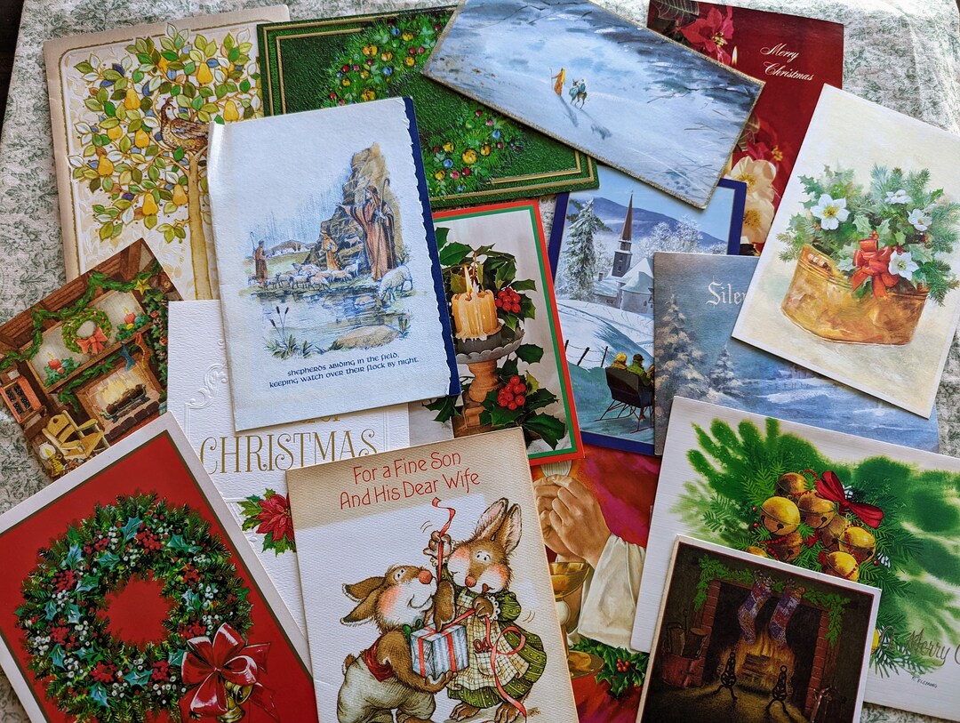 Vintage 1970s Christmas Cards Set of 16 Used Christmas Cards B - Etsy