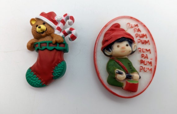 Vintage Set/2 Hallmark Christmas Pins Drummer Boy and Teddy in - Etsy
