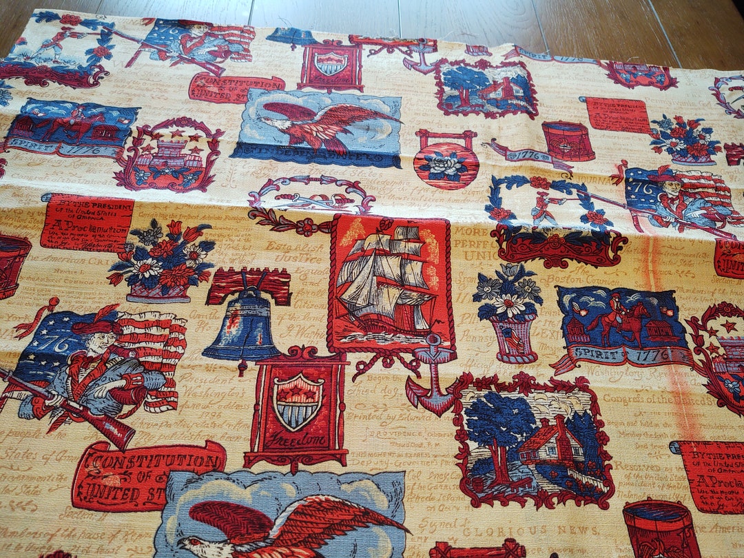 Vintage Patriotic Fabric Americana 1776 Novelty Fabric - Etsy