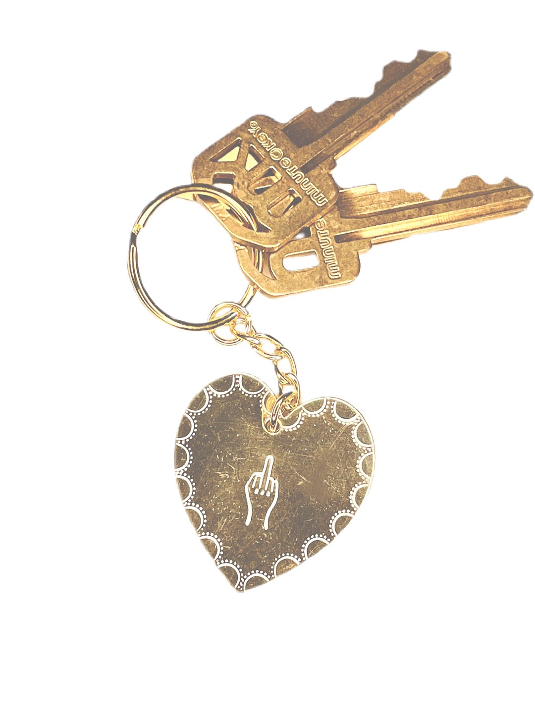 Handmade Raw Brass Middle Finger Heart Keychain - Etsy