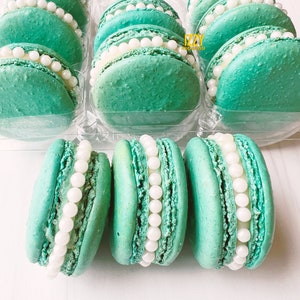 Blue Teal Macarons With Pearl - French Macarons Gift - Choose Your ...