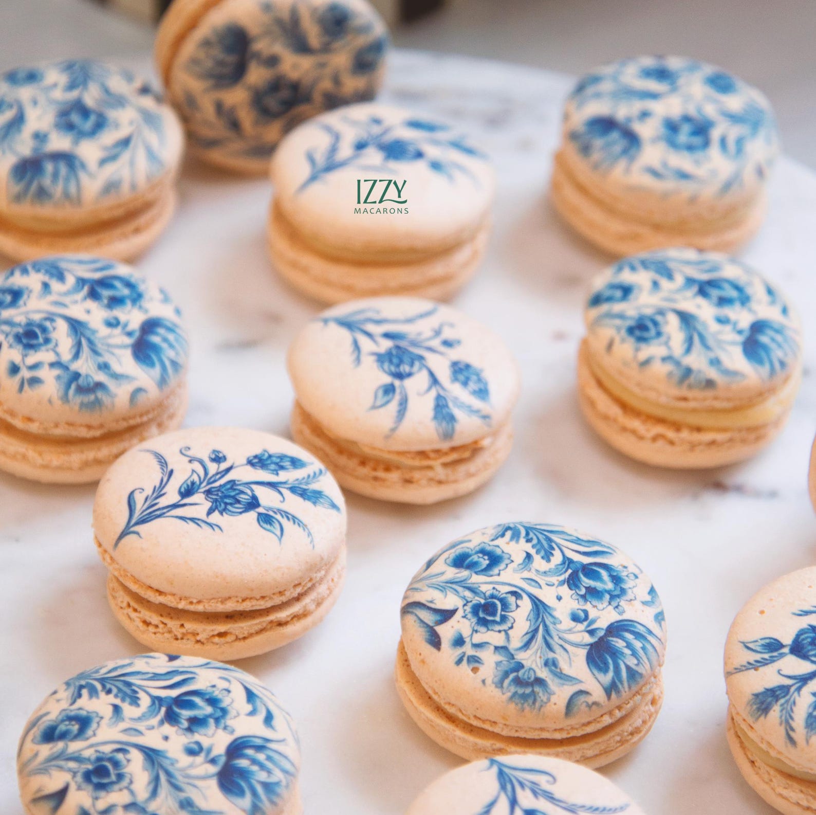Blue Flower Macarons - Blue Summer Spring Flower/ Wedding Flower ...