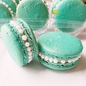 Blue Teal Macarons With Pearl - French Macarons Gift - Choose Your ...