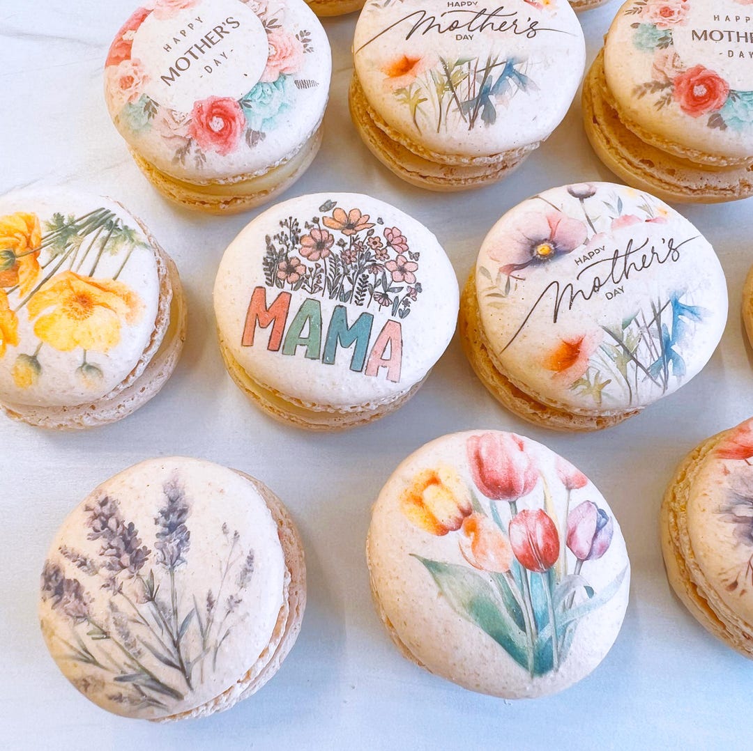 Mother's Day Gift Flower French Macarons Box- Gift Macaroons 6, 12 or ...