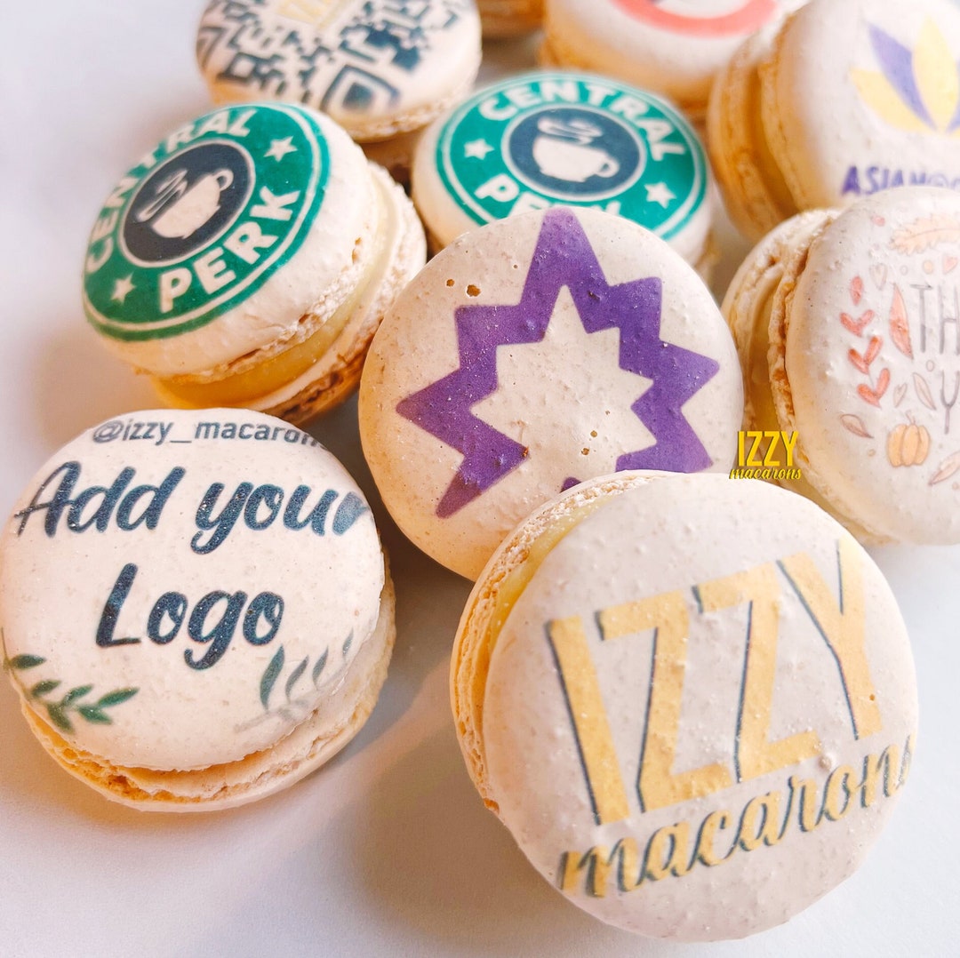 Edible Print Macarons - Logo/ Pictures/ Writing French Macarons Gift ...