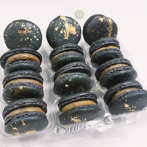 Gold French Macarons Gift 12 Choose Your Flavors Edible - Etsy