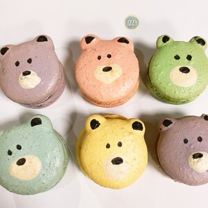 Pastel Colorful Bear French Macarons 12 or 24 - Choose Your Flavors ...