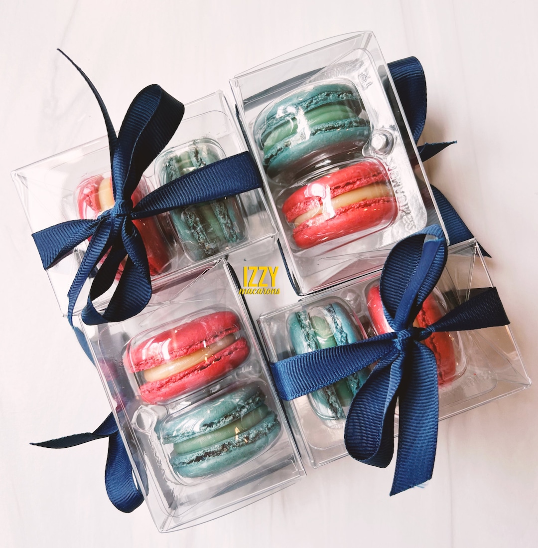 Macarons Favor Clear Box With 2 Macarons Party Favor Choose Color Baby ...