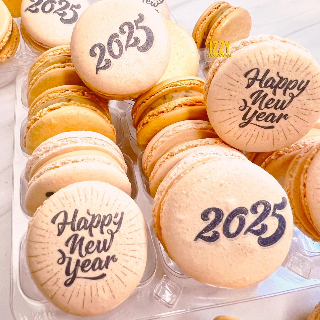 New Year Macarons - 6,12,24 - French Macarons - New Year Customized Box ...