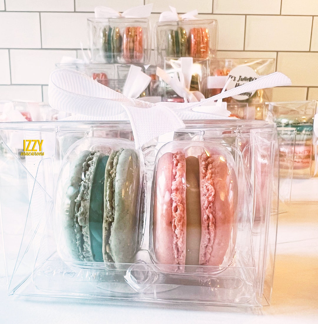 Macarons Favor Clear Box With 2 Macarons Party Favor - Etsy
