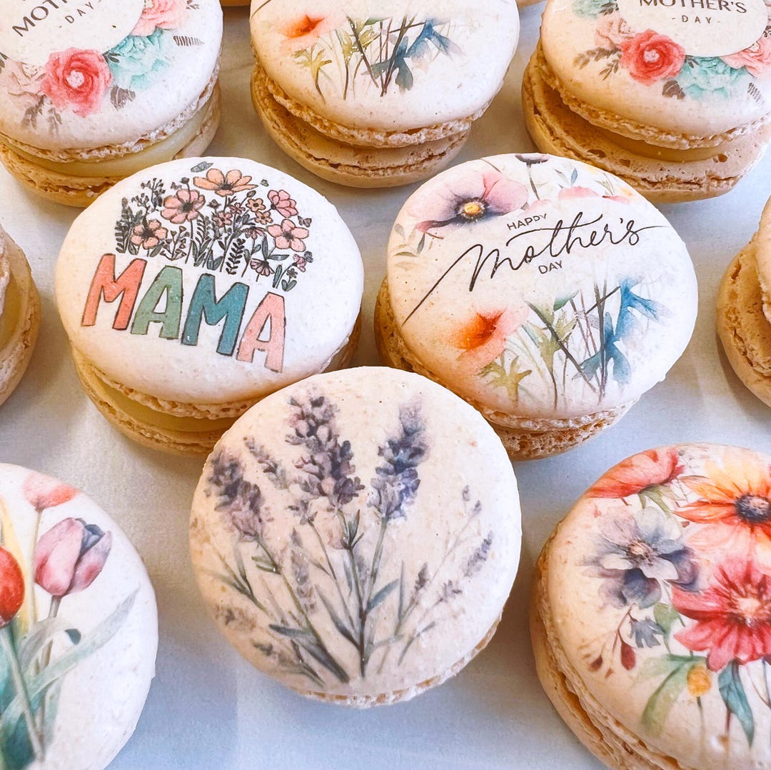 Flower French Macarons Mother's Day Flowers Box- Gift Macaroons 6, 12 ...