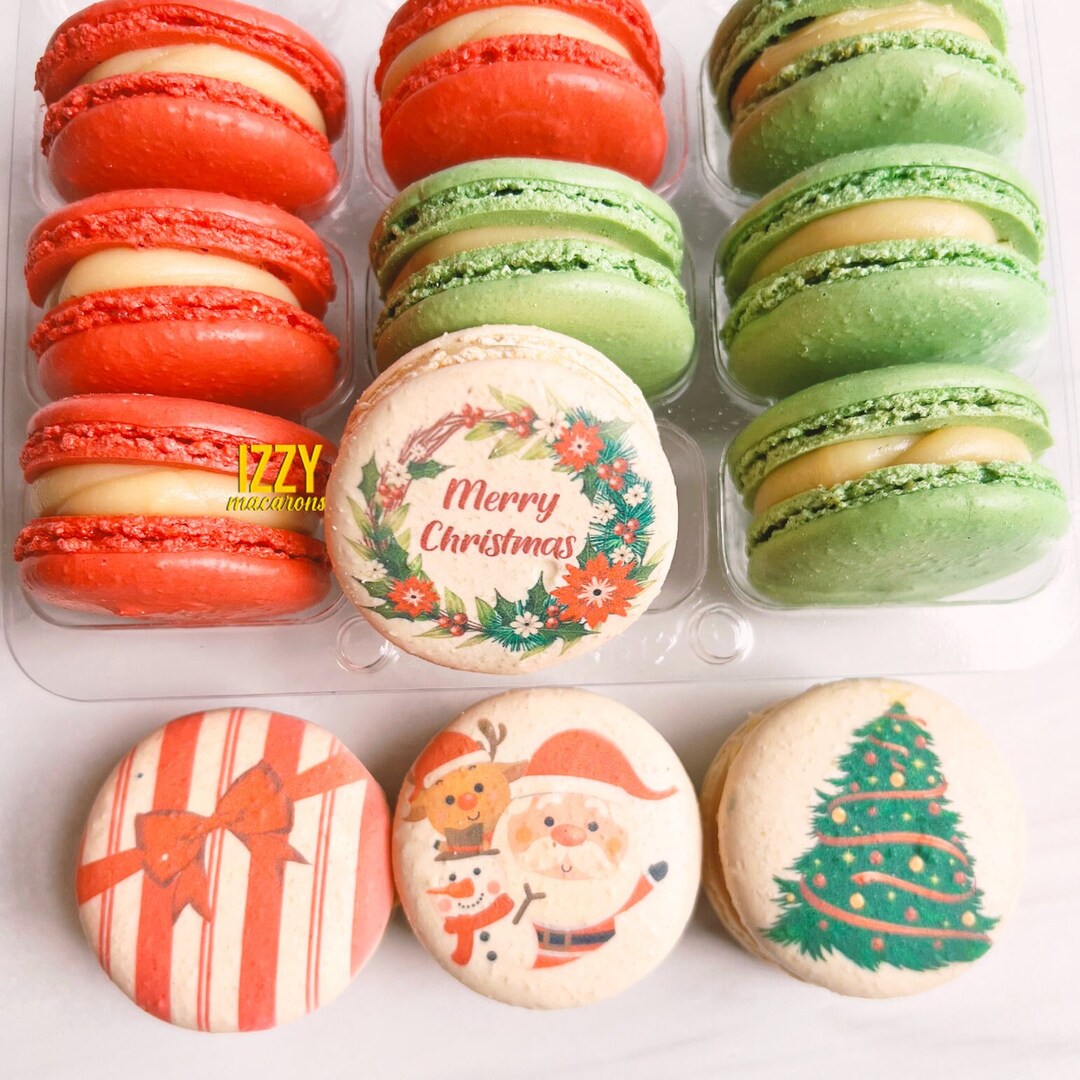 Christmas French Macarons - 12 or 24 - Winter Macaroons - Holiday ...