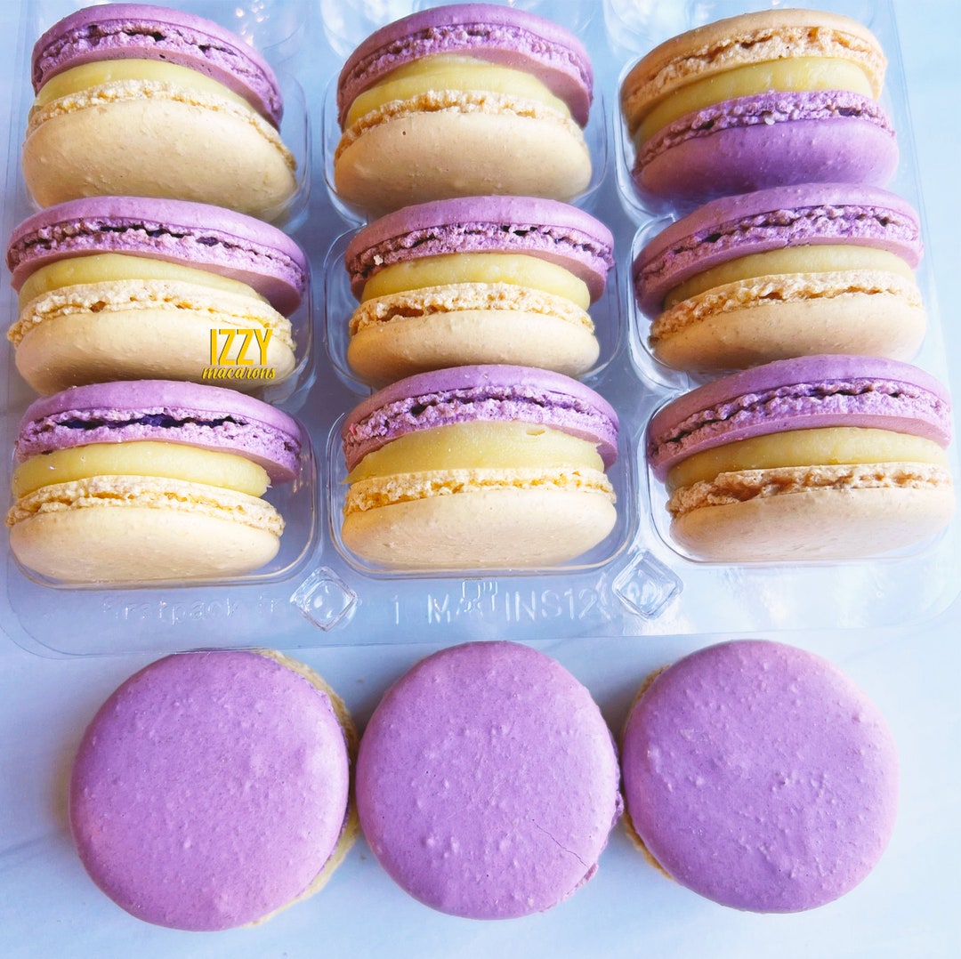 Lemon Lavender French Macarons - 6.12 or 24 - French Lavender Yellow ...