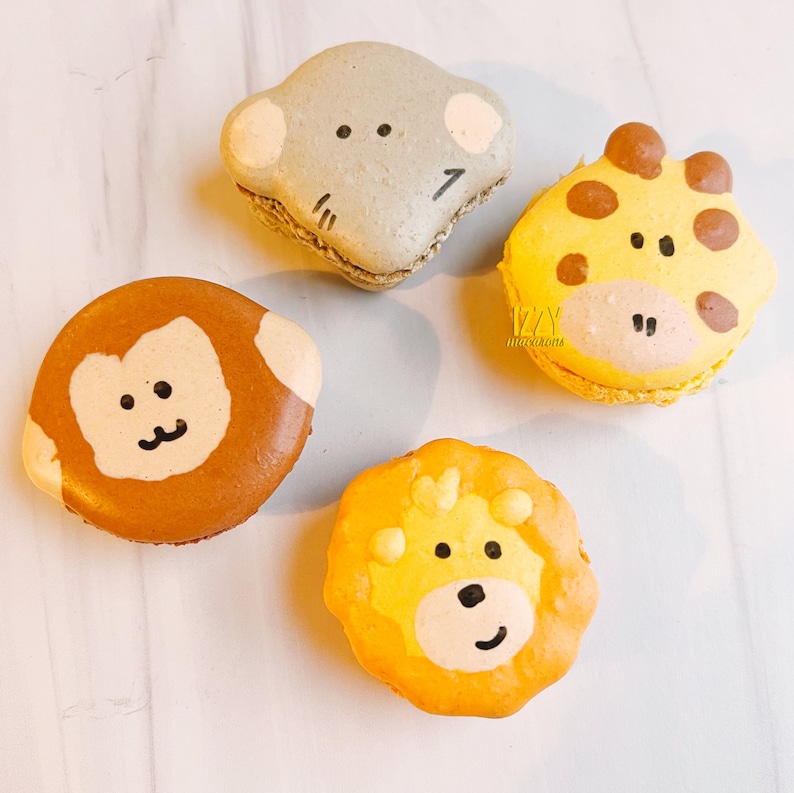 Zoo Animals French Macarons 12 or 24 - Choose Your Flavors - Elephant ...