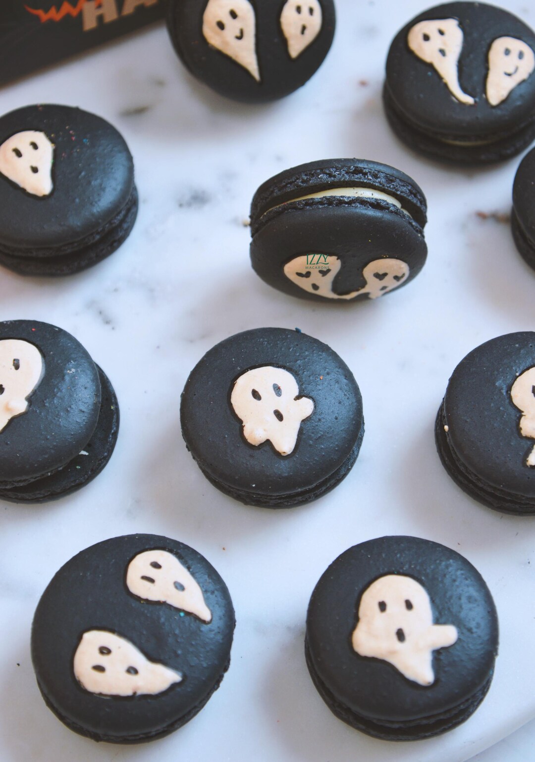 Black Ghosts - Halloween Macarons - 6/12/24 - Halloween Cookies French ...