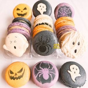 Halloween Macarons - Assorted Designs - 6/12/24 - Mummy, Pumpkin ...
