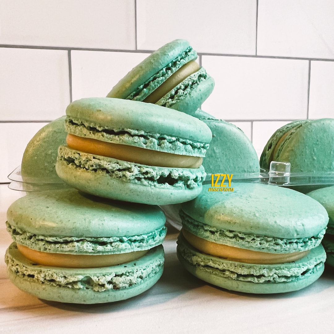 Teal Tiffany French Macarons 6.12 or 24 Cheesecake Flavor Macaroons Blue Macrons Valentines Gift ...