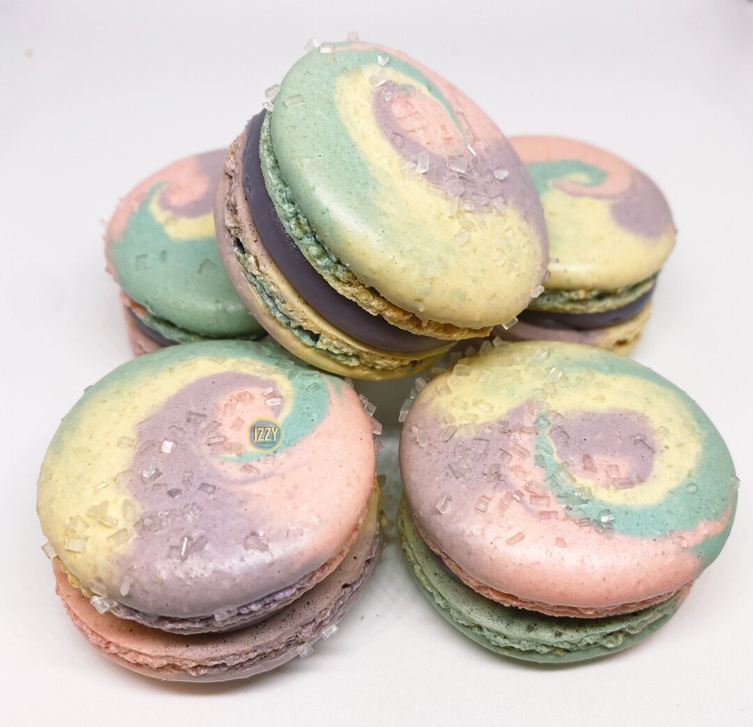 Swirl Pastel Color Macarons - 6/12/24 - Choose Your Flavor - French Macaroons - Galaxy Swirl Tie ...